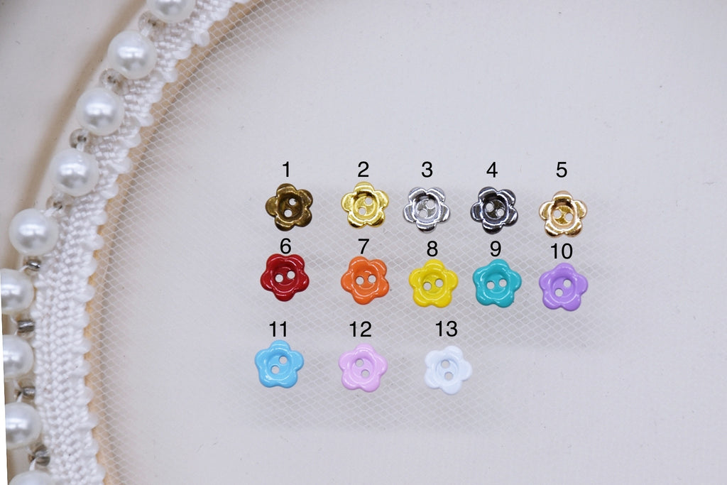 B264 Metal 6mm 8mm Flower 2 Hole Buttons Micro Mini Buttons Tiny Butto ...