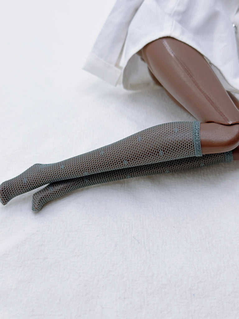 C008B Patterned Handmade Over The Calf Mesh Fabric Doll Socks For Fash ...