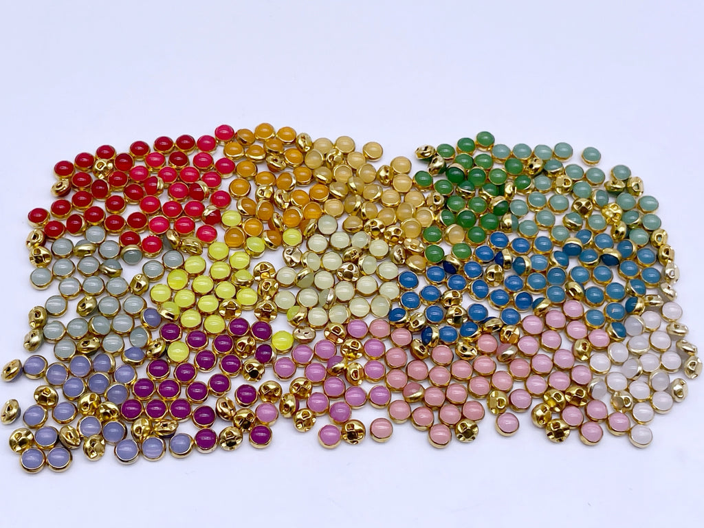 B087 NEW COLOR COLLECTION! Gold Color Base Pearl Button Tiny Buttons D ...