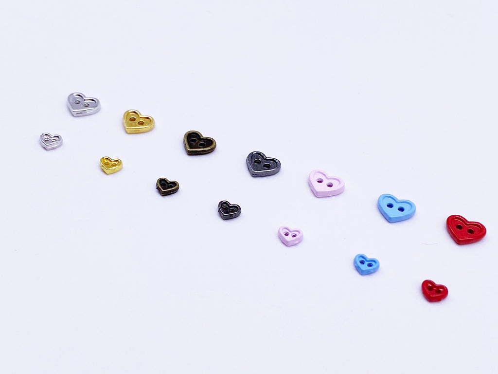 B121 Small/Large Heart Buttons Micro Mini Buttons Tiny Buttons Doll Se ...