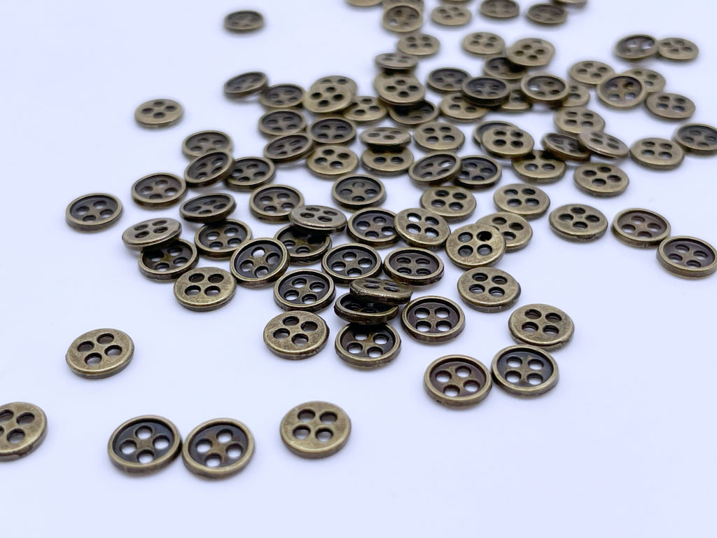 B190 Metal 6mm 4 Hole Buttons Micro Mini Buttons Tiny Buttons Doll Clo ...