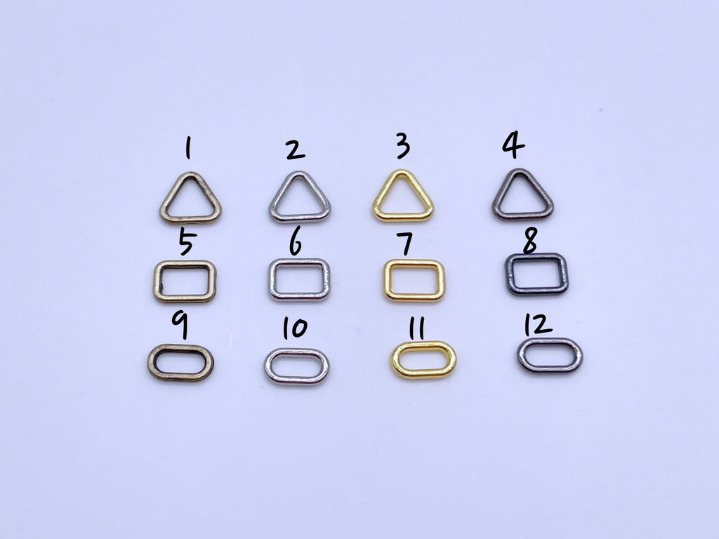 B203 Tiny 4mm Triangle Rectangle Oval Shape Ring Mini Buckles Sewing C ...
