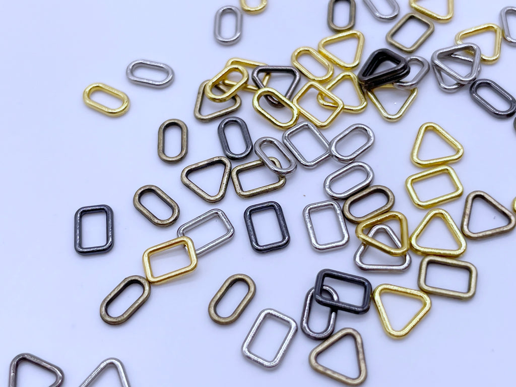 B203 Tiny 4mm Triangle Rectangle Oval Shape Ring Mini Buckles Sewing C ...